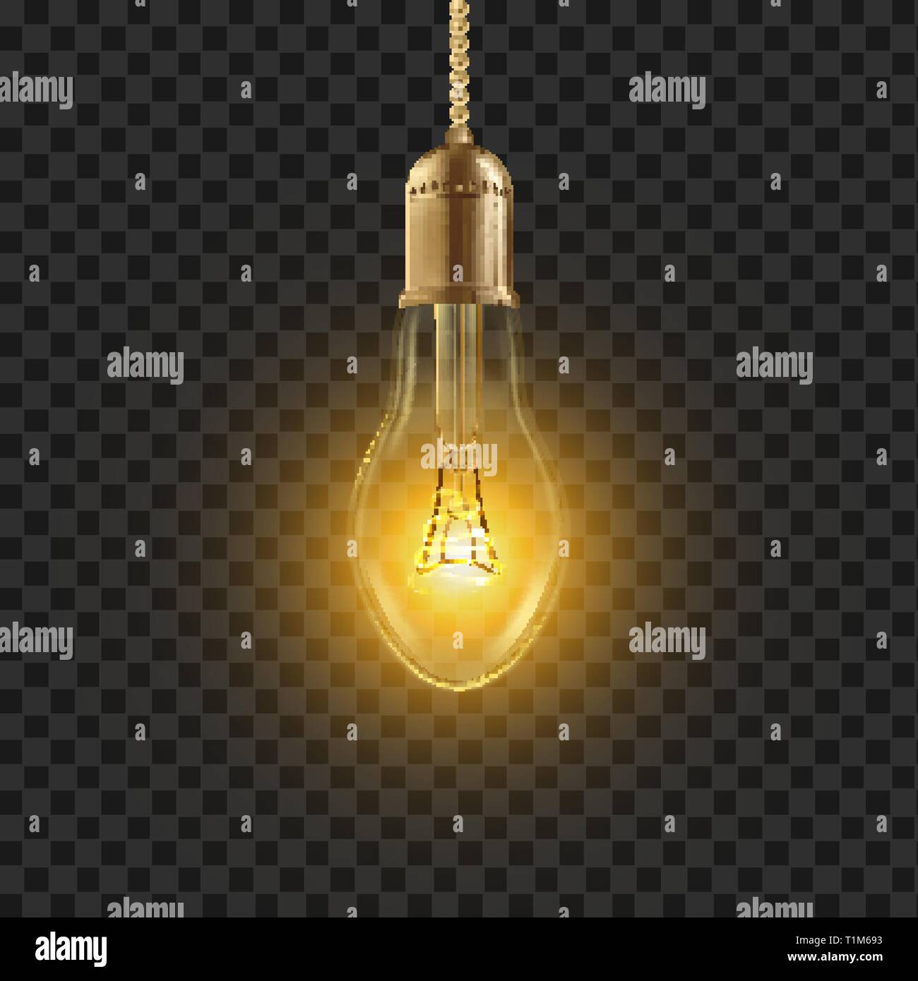 Light Bulb Vector. Glowing Shine Lamp Bulb. Filament Icon. 3D Realistic ...