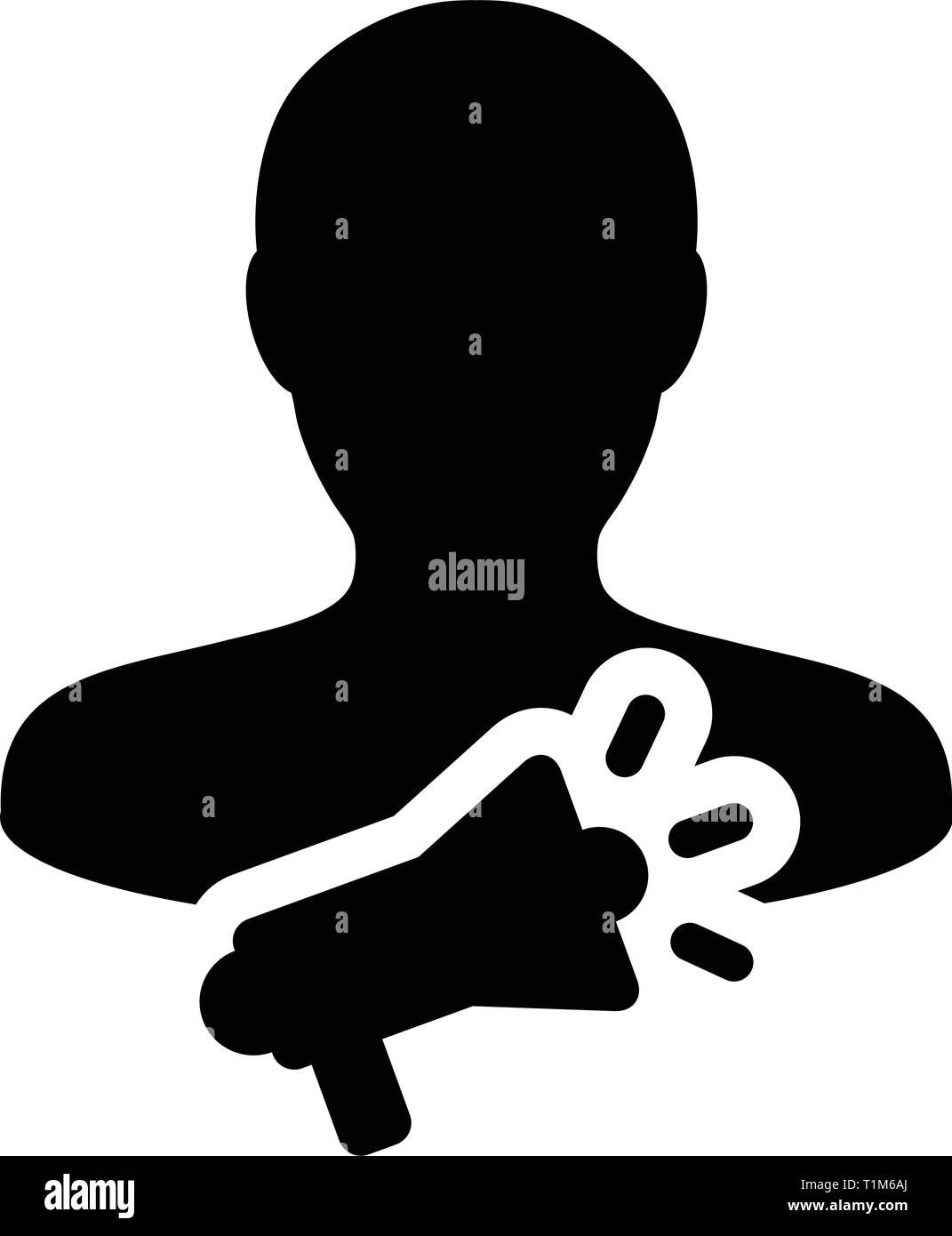 Pr icon vector male person profile avatar symbol with megaphone for ...