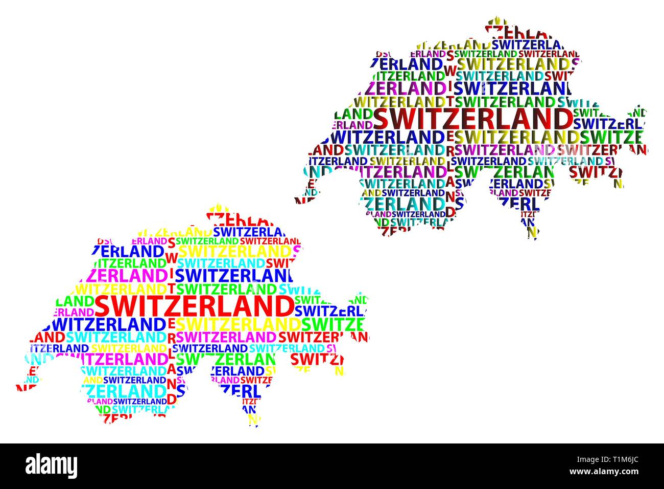 Sketch Switzerland letter text map, Swiss Confederation - in the shape ...