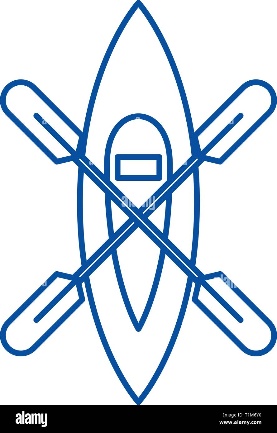 Kayaking boat line icon concept. Kayaking boat flat vector symbol, sign ...