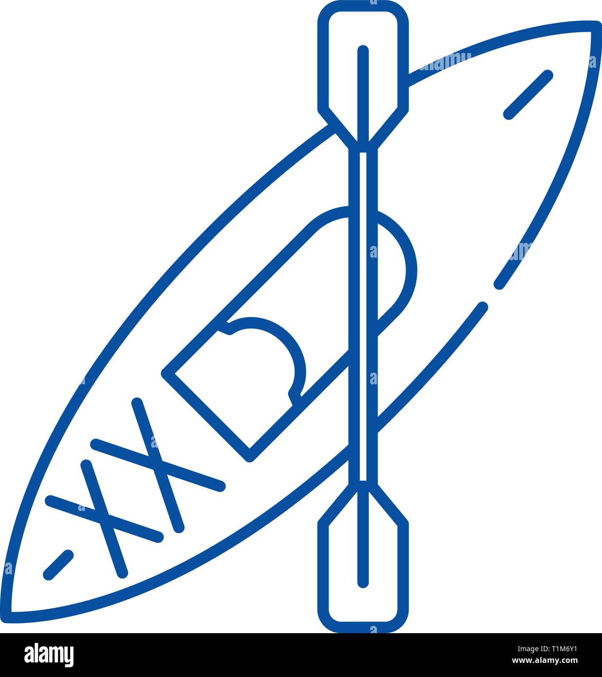 Kayaks line icon concept. Kayaks flat vector symbol, sign, outline ...