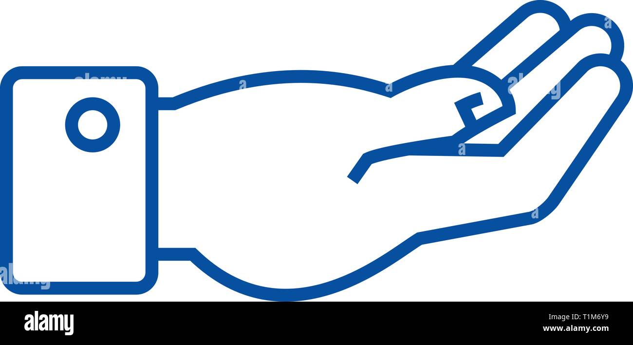 Keep hand line icon concept. Keep hand flat vector symbol, sign ...