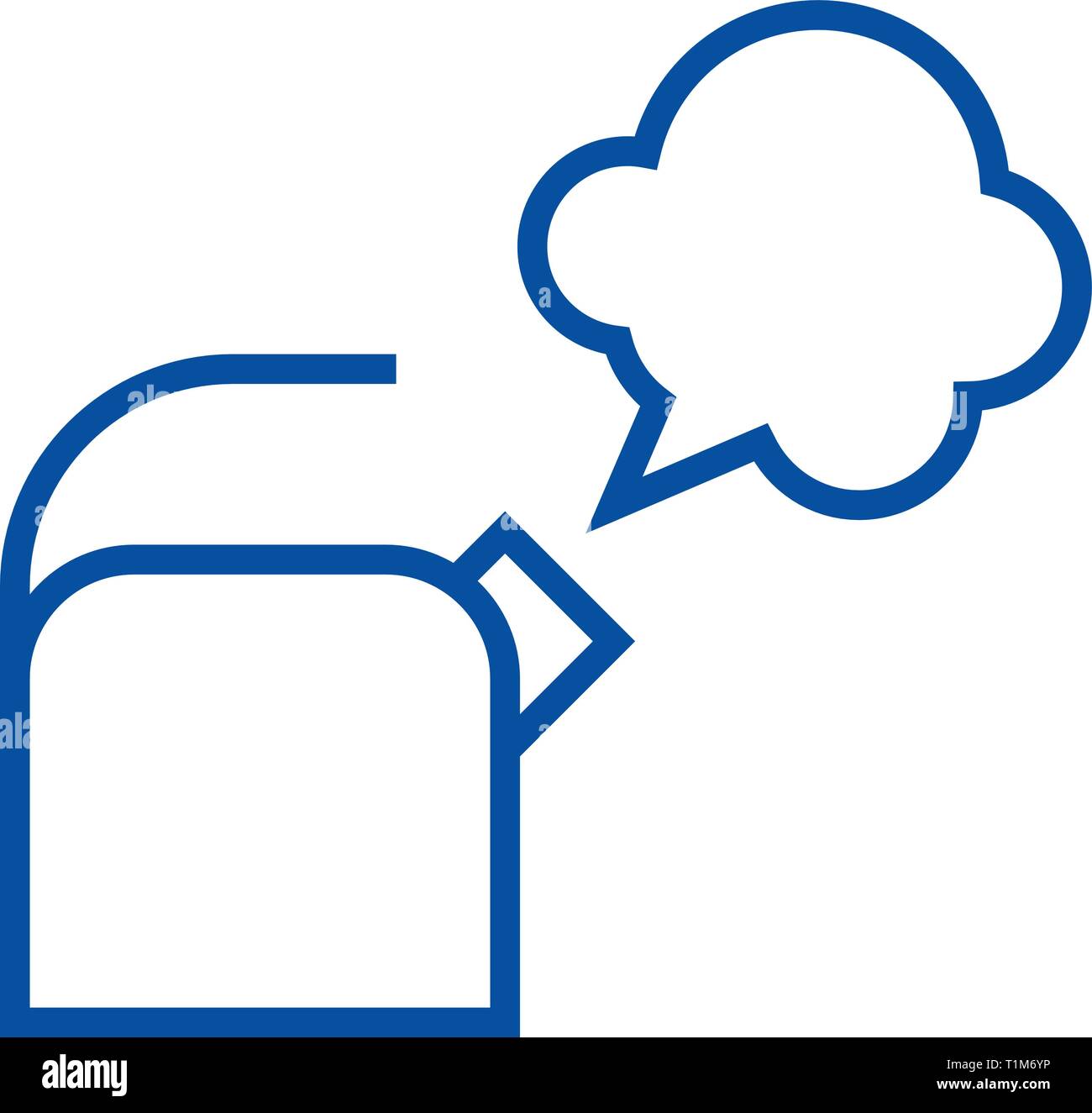 Kettle with steam line icon concept. Kettle with steam flat vector ...