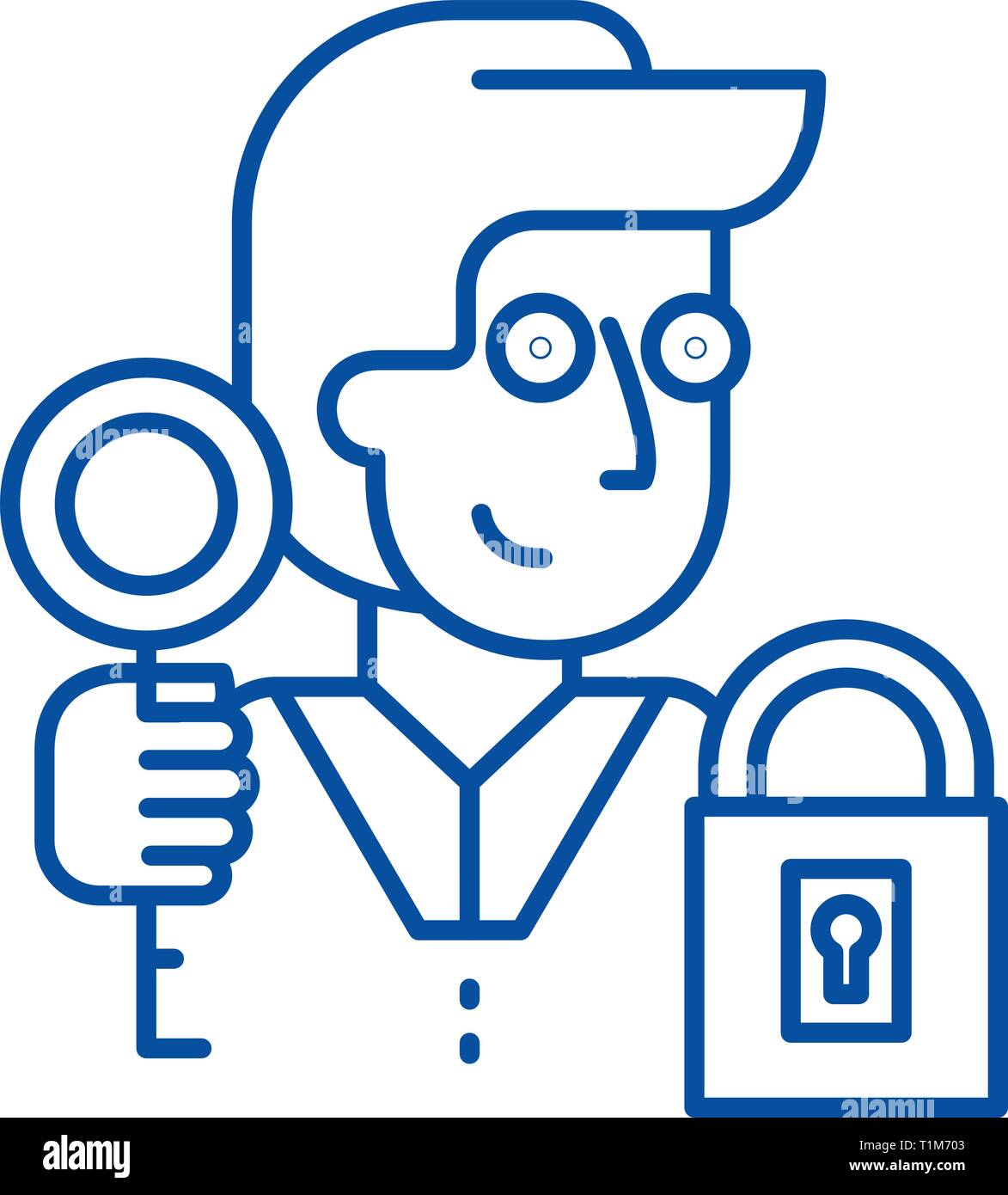 Key to success line icon concept. Key to success flat vector symbol ...