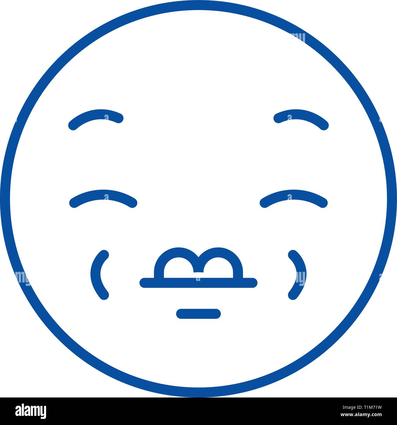 Kissing emoji 1 line icon concept. Kissing emoji 1 flat vector symbol ...