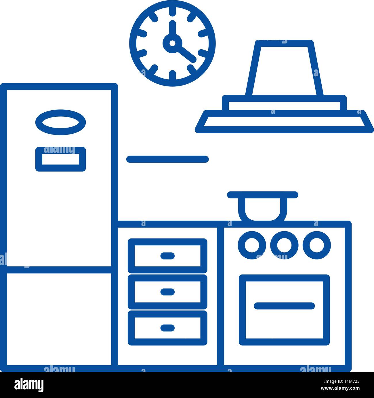 Kitchen line icon concept. Kitchen flat vector symbol, sign, outline ...
