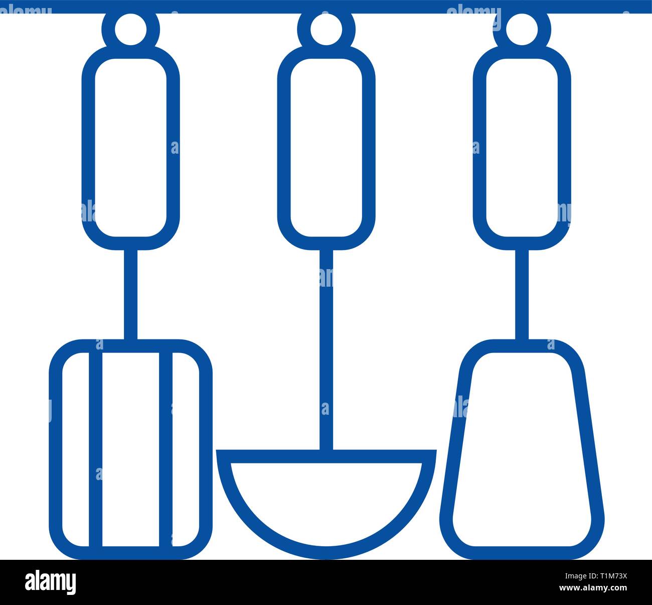 Kitchen hanging utensils line icon concept. Kitchen hanging utensils ...
