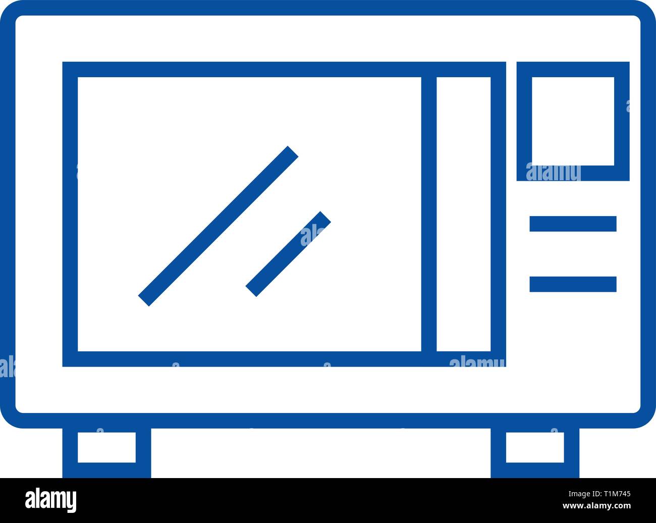 Kitchen microwave line icon concept. Kitchen microwave flat vector ...