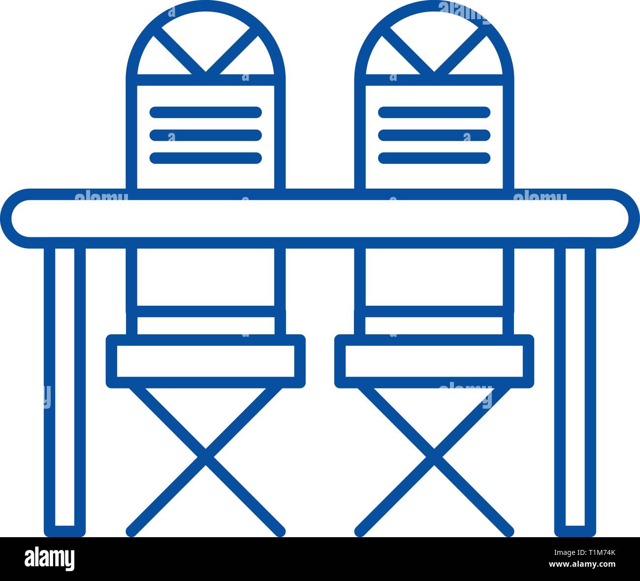 Kitchen table and chairs line icon concept. Kitchen table and chairs ...