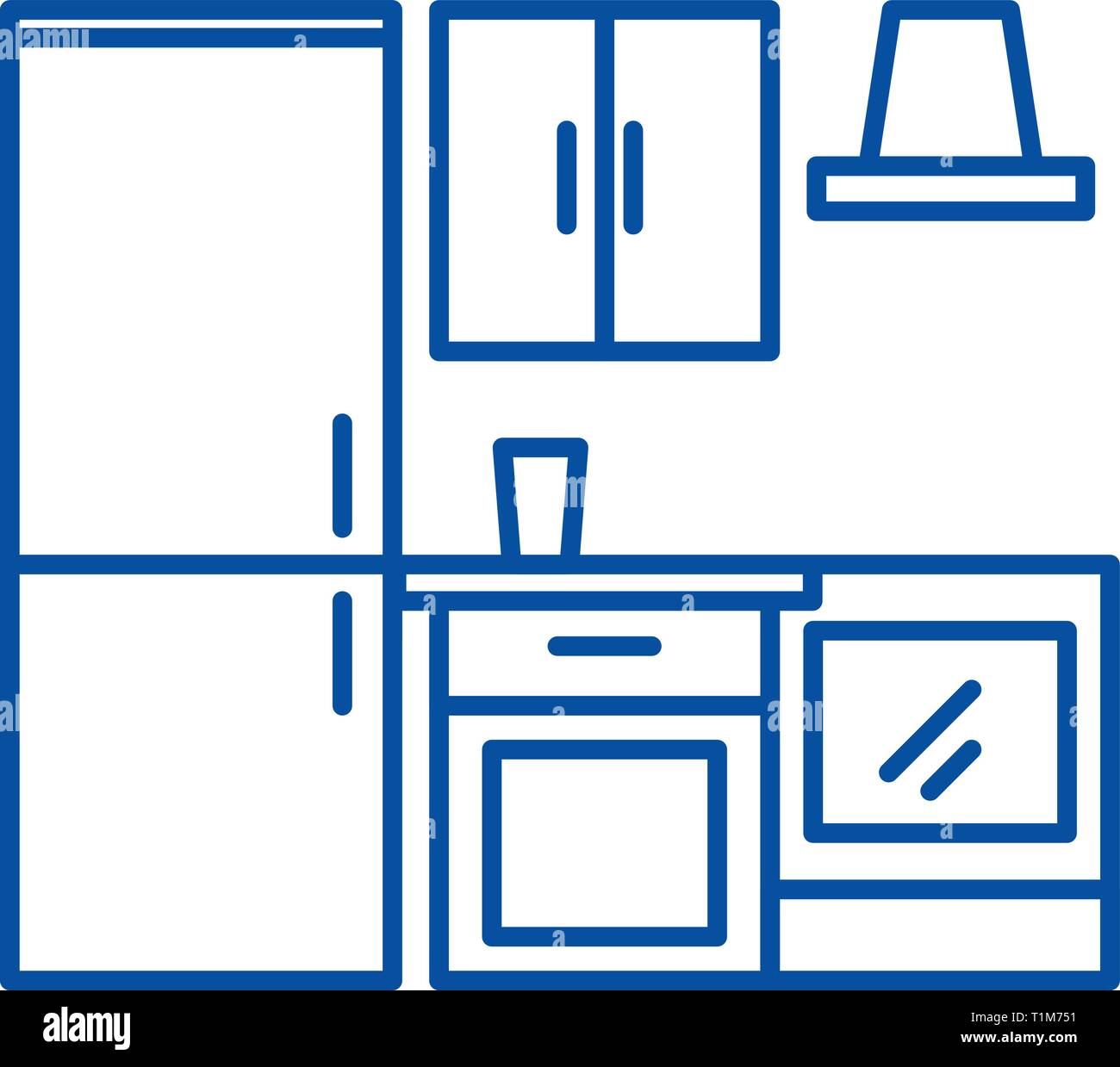 Kitchen wardrobe line icon concept. Kitchen wardrobe flat vector symbol ...