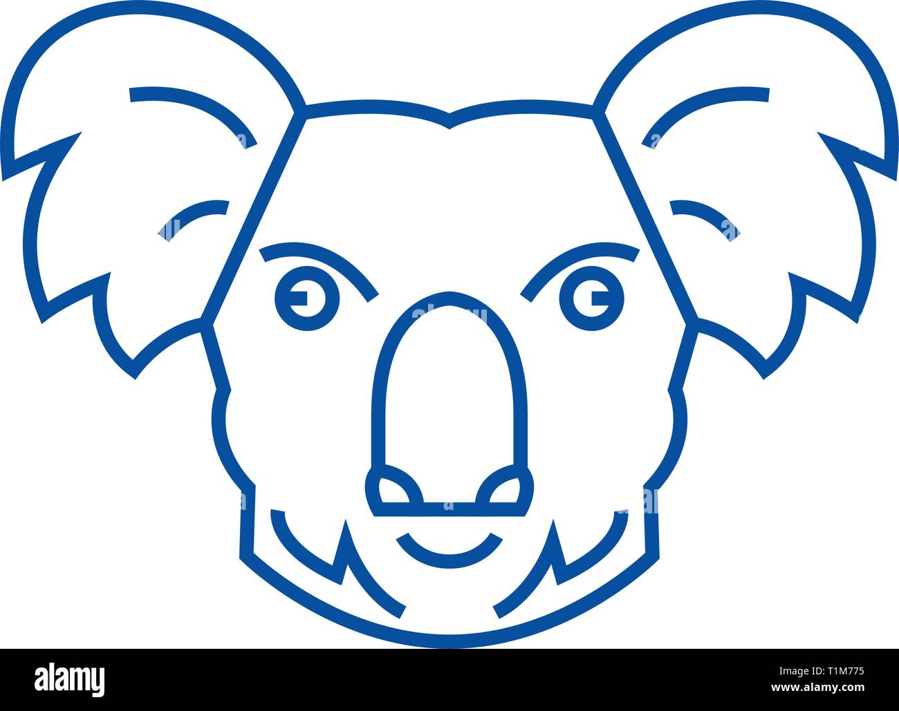 Koala head line icon concept. Koala head flat vector symbol, sign ...
