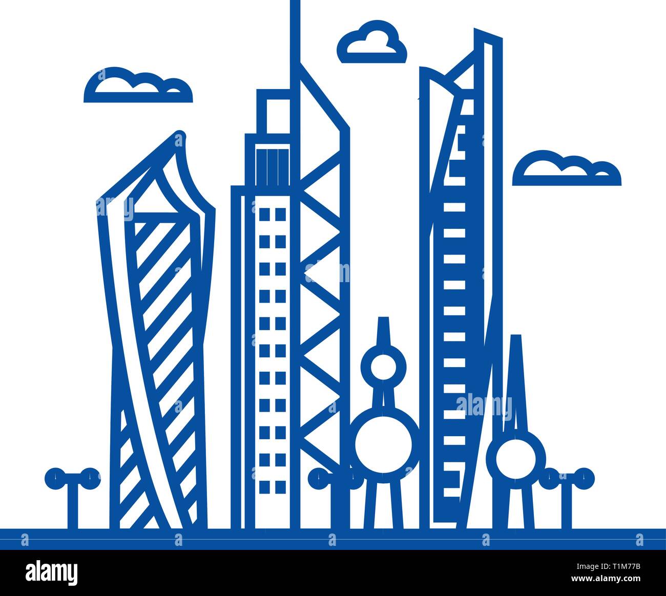 Kuwait city line icon concept. Kuwait city flat vector symbol, sign ...