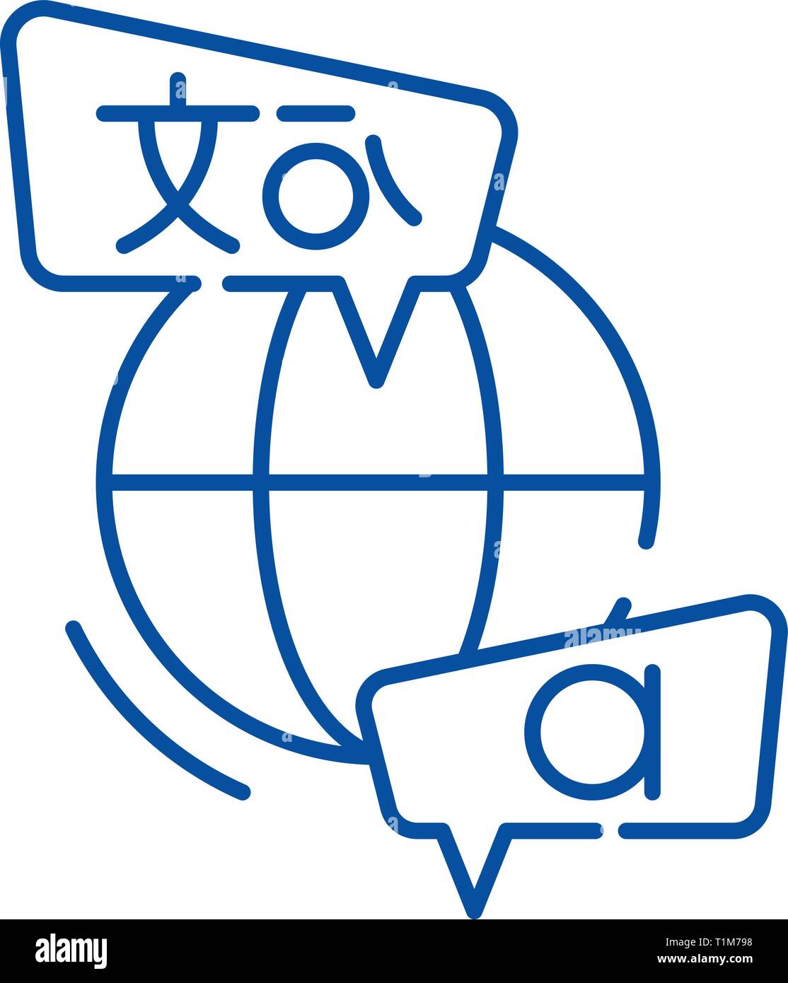 Language study line icon concept. Language study flat vector symbol ...