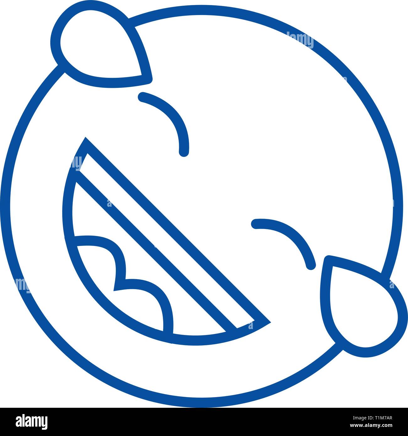 Laughing emoji 1 line icon concept. Laughing emoji 1 flat vector symbol ...