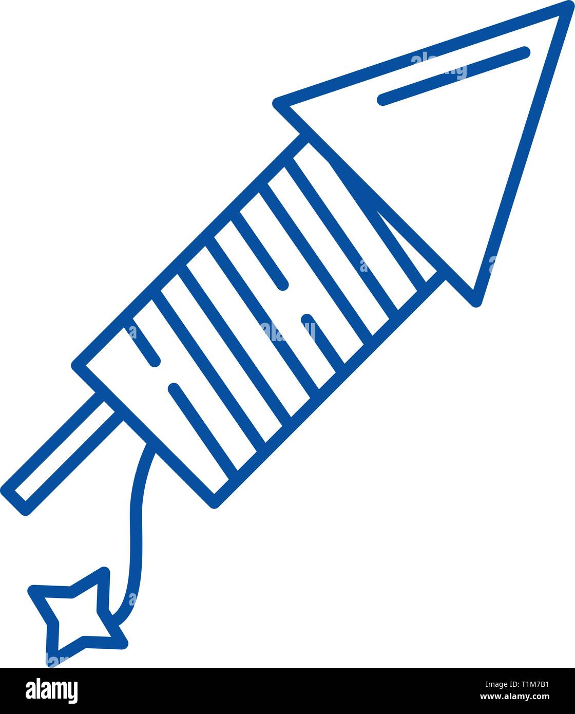 Launching fireworks line icon concept. Launching fireworks flat vector ...