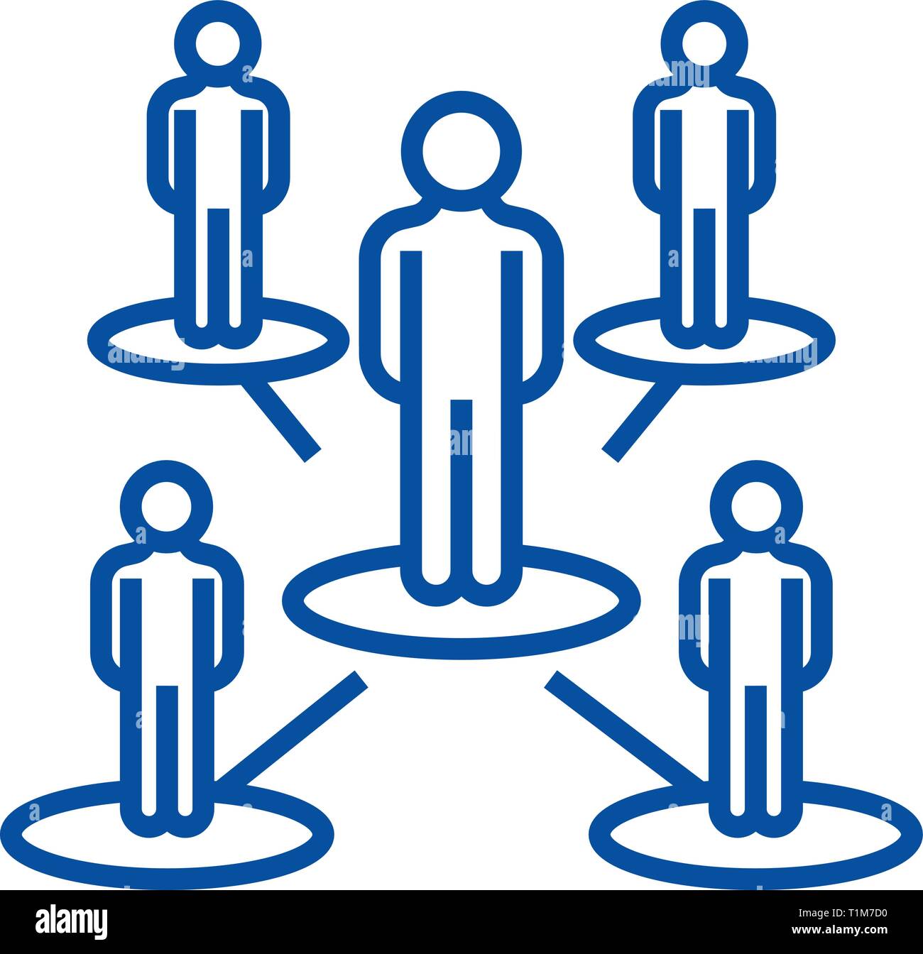 Leadership network,multilevel line icon concept. Leadership network ...