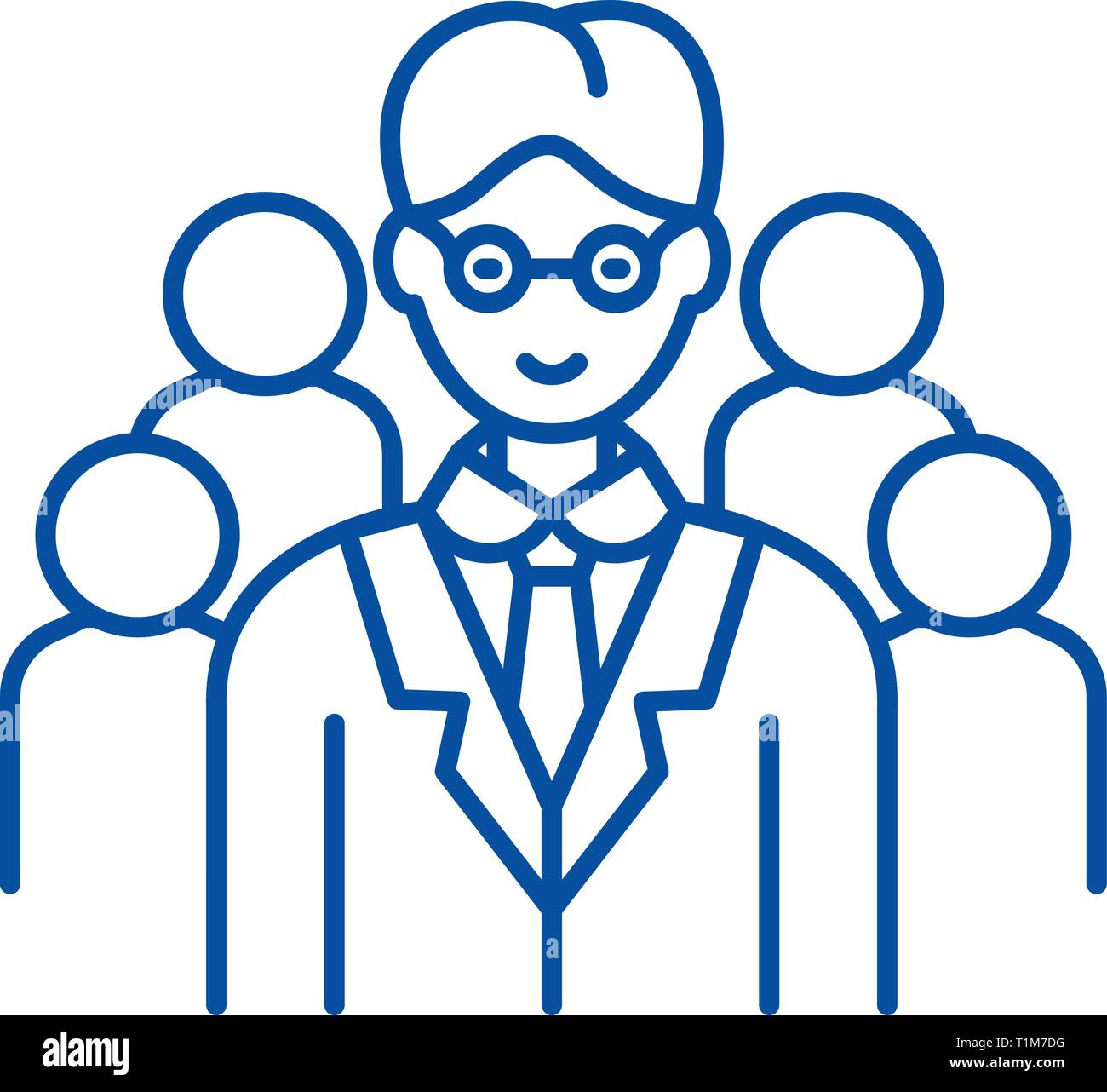 Leading top manager line icon concept. Leading top manager flat vector ...