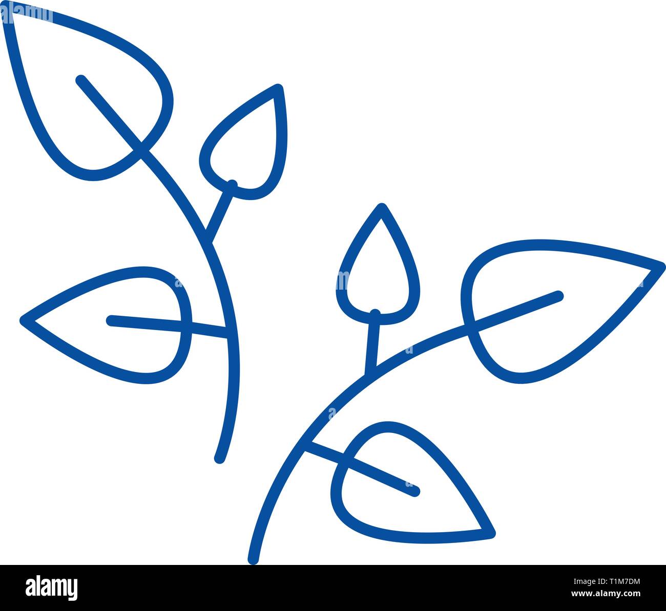 Leaf, branches line icon concept. Leaf, branches flat vector symbol ...
