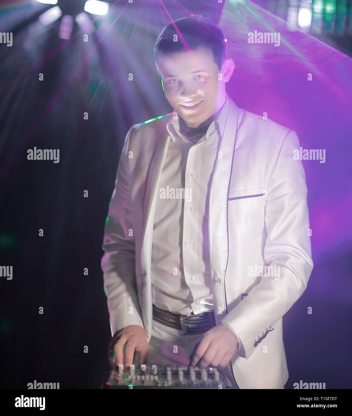 professional DJ man at the nightclub .photo with copy space Stock Photo ...