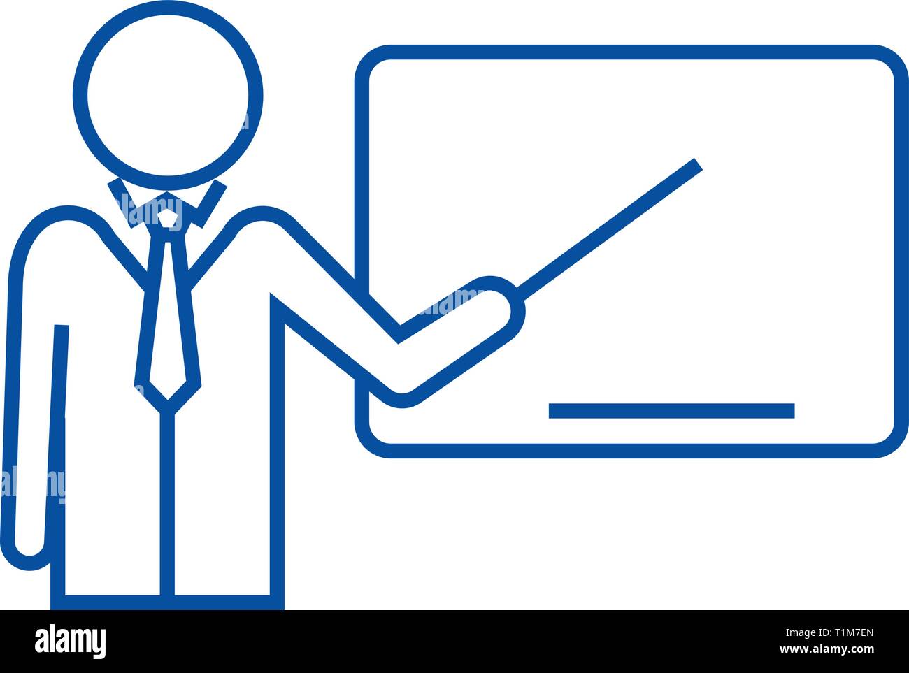 Lecturer,presentation with pointer line icon concept. Lecturer ...