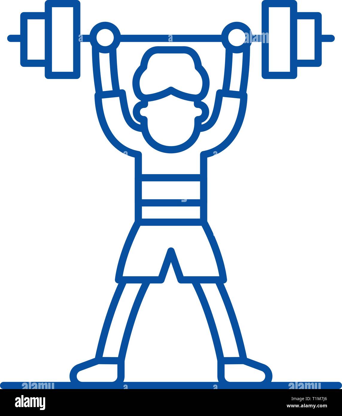 Lift barbell line icon concept. Lift barbell flat vector symbol, sign ...