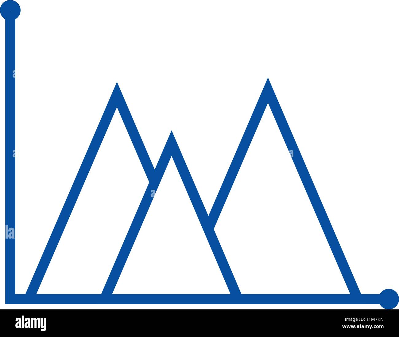 Line graph mountain type line icon concept. Line graph mountain type ...