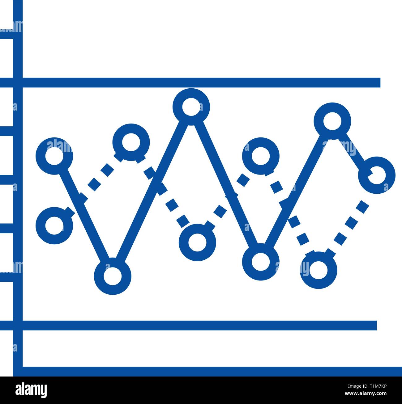 Line graph with points line icon concept. Line graph with points flat ...