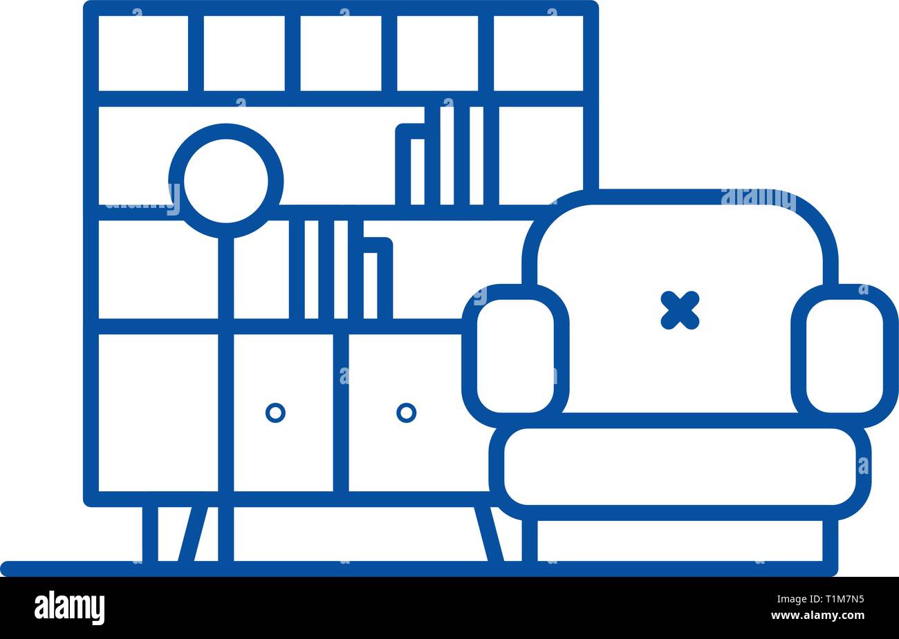 Living room line icon concept. Living room flat vector symbol, sign ...