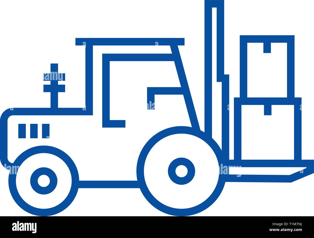 Loader truck line icon concept. Loader truck flat vector symbol, sign ...