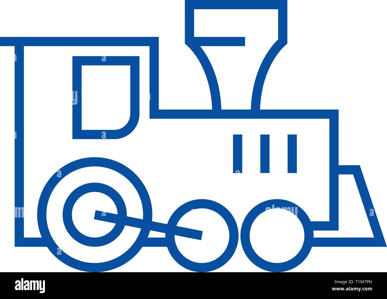 Locomotive train toy line icon concept. Locomotive train toy flat ...