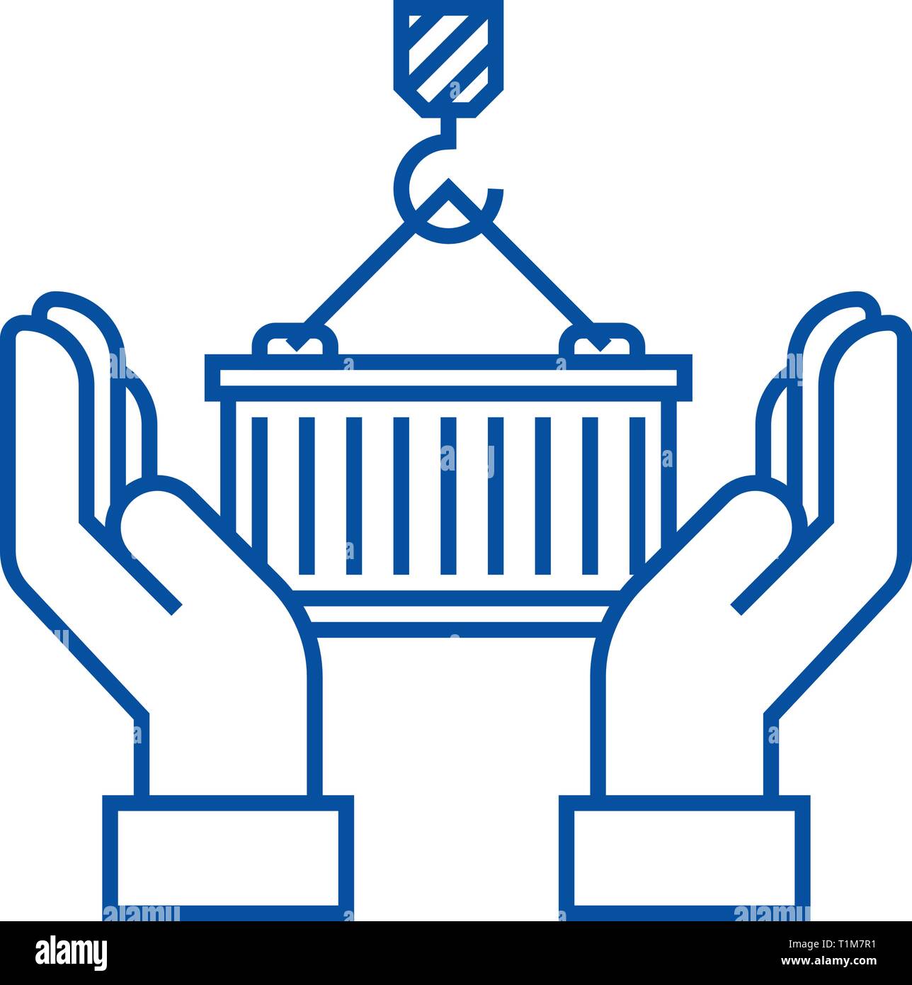 Logistics care,delivery insurance line icon concept. Logistics care ...