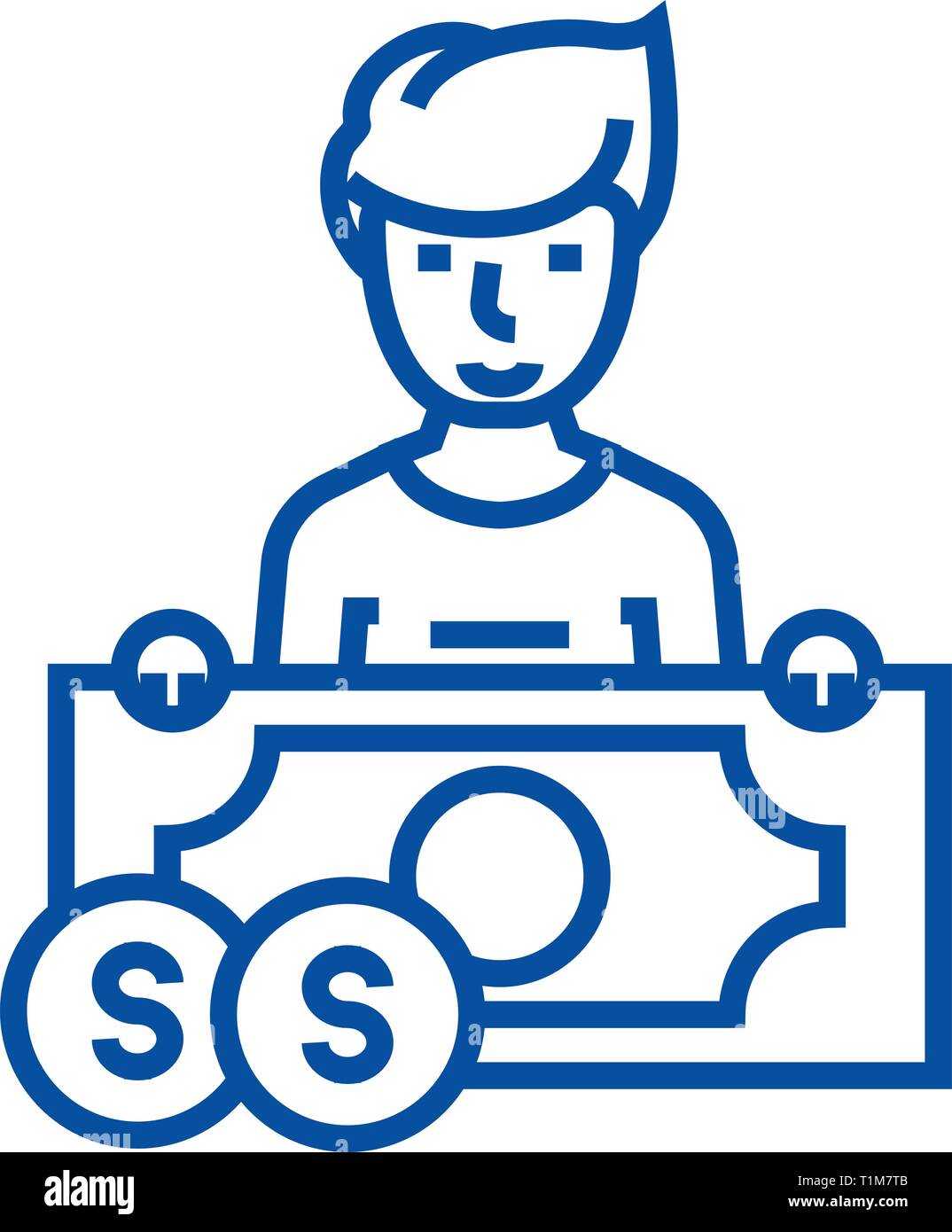 Lottery winner line icon concept. Lottery winner flat vector symbol ...