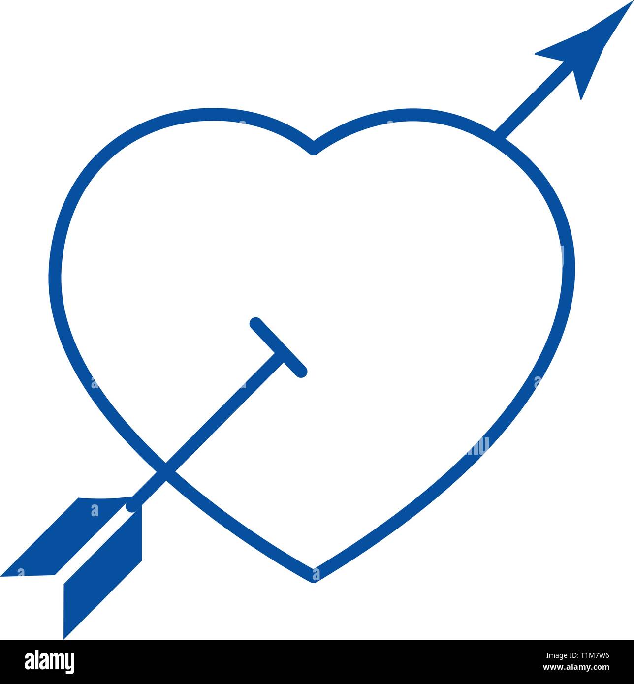 Love heart with arrow line icon concept. Love heart with arrow flat ...