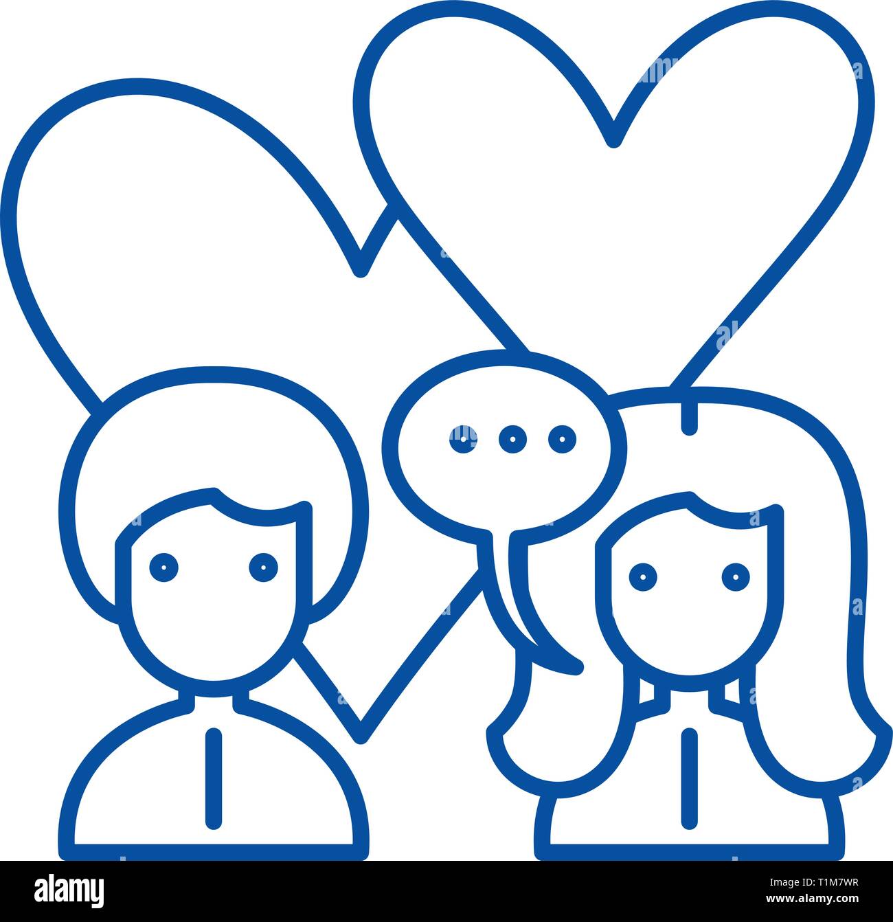 Love relationship line icon concept. Love relationship flat vector ...