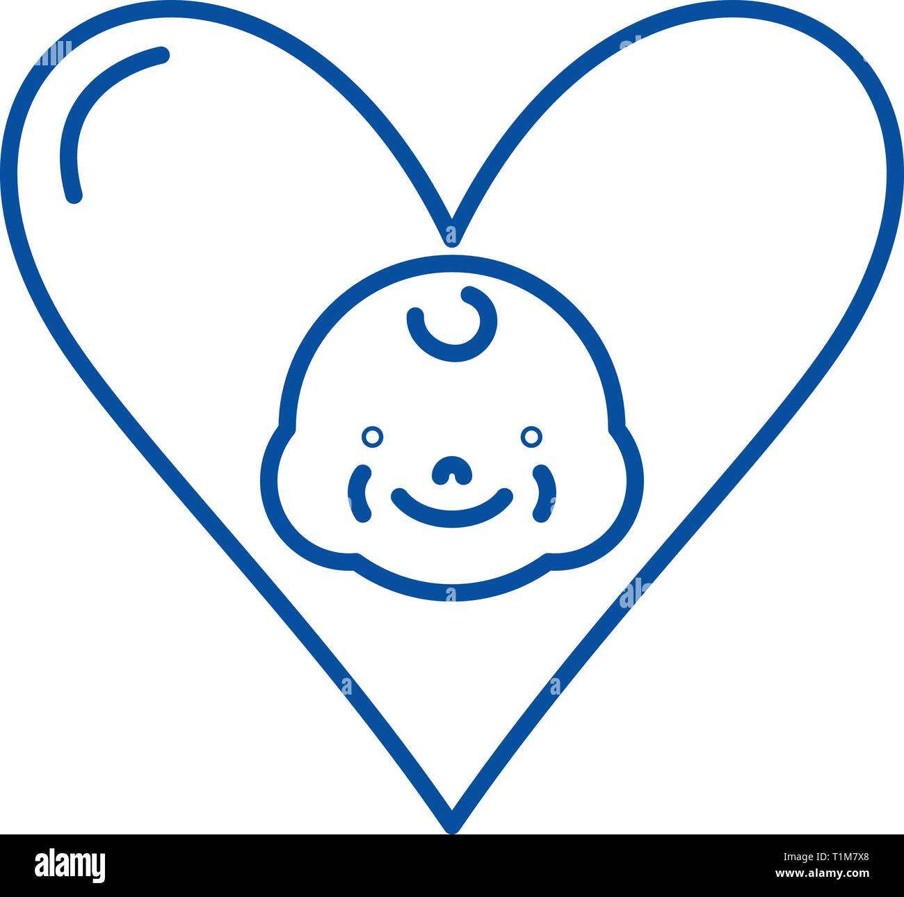 Love to child line icon concept. Love to child flat vector symbol, sign ...