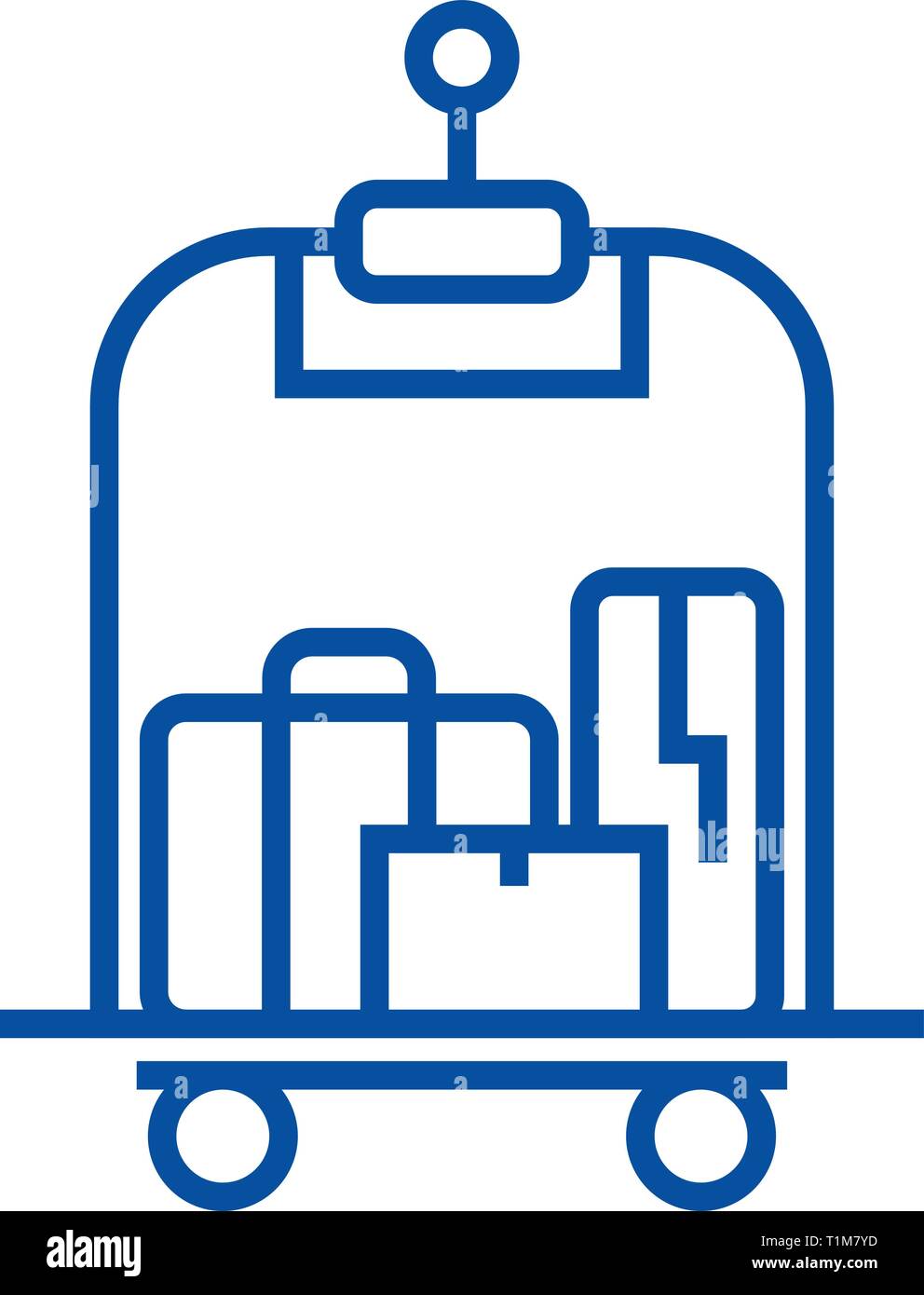 Luggage in hotel line icon concept. Luggage in hotel flat vector symbol ...