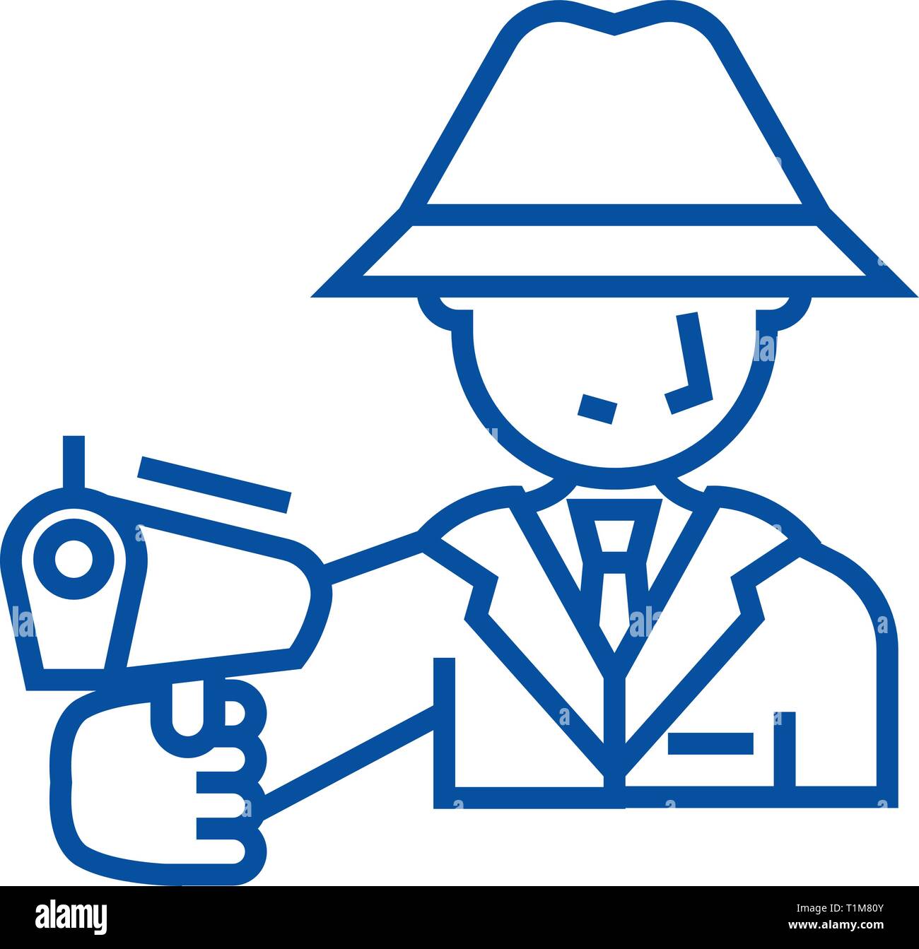 Mafia, man with gun line icon concept. Mafia, man with gun flat vector ...