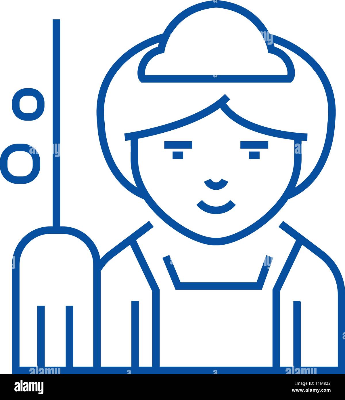 Maid line icon concept. Maid flat vector symbol, sign, outline ...