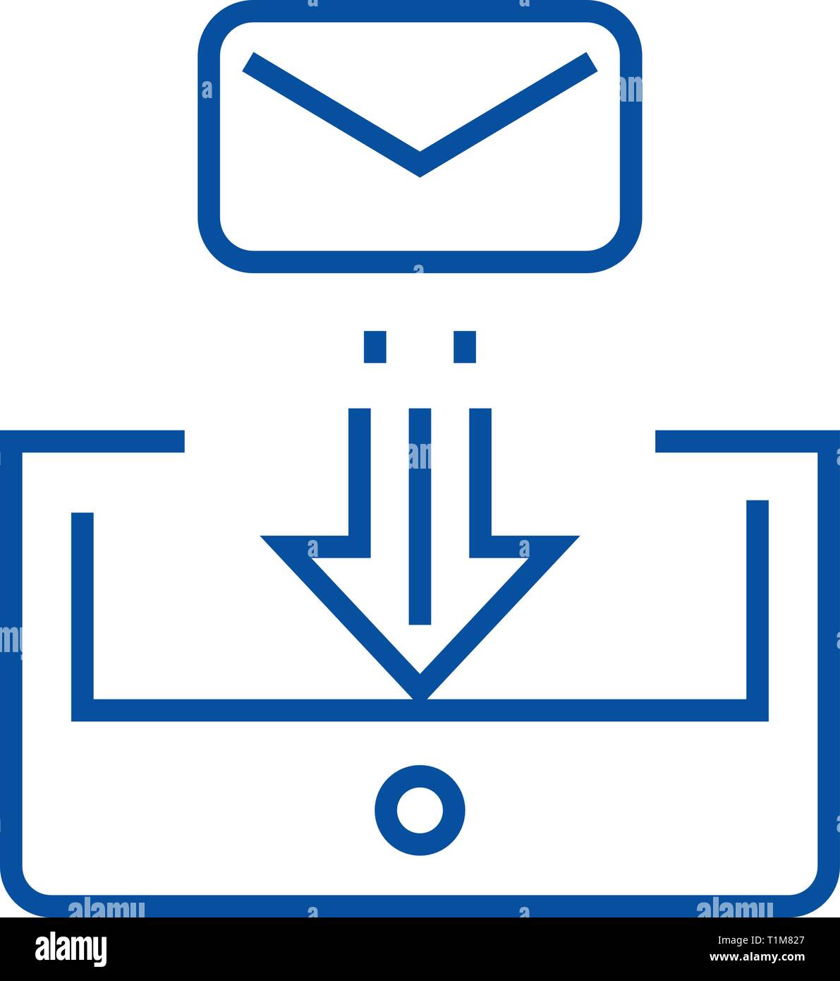 Mail box post line icon concept. Mail box post flat vector symbol, sign ...