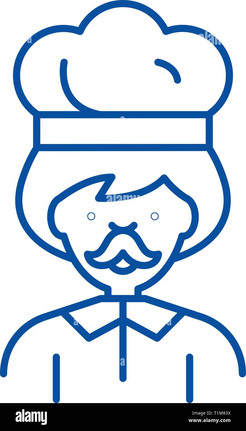 Male cook line icon concept. Male cook flat vector symbol, sign ...
