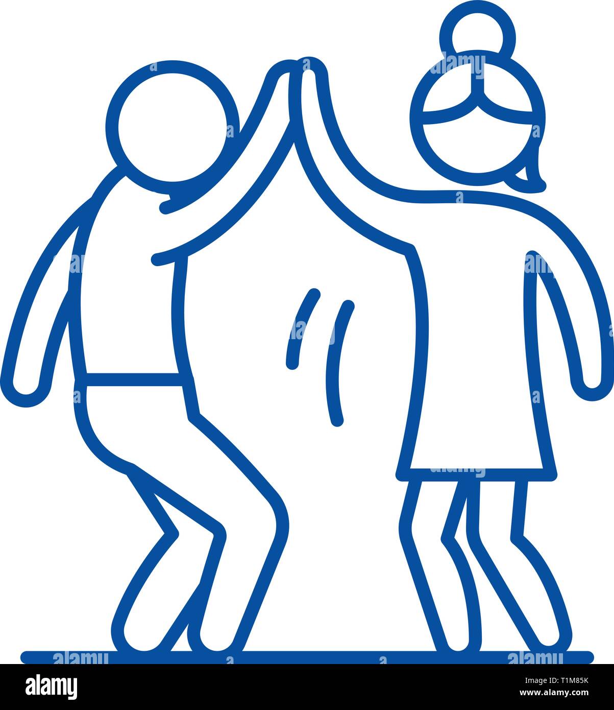 Man and woman are dancing line icon concept. Man and woman are dancing ...