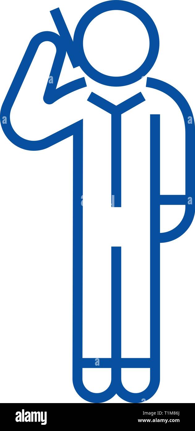 Man calling by smartphone line icon concept. Man calling by smartphone ...