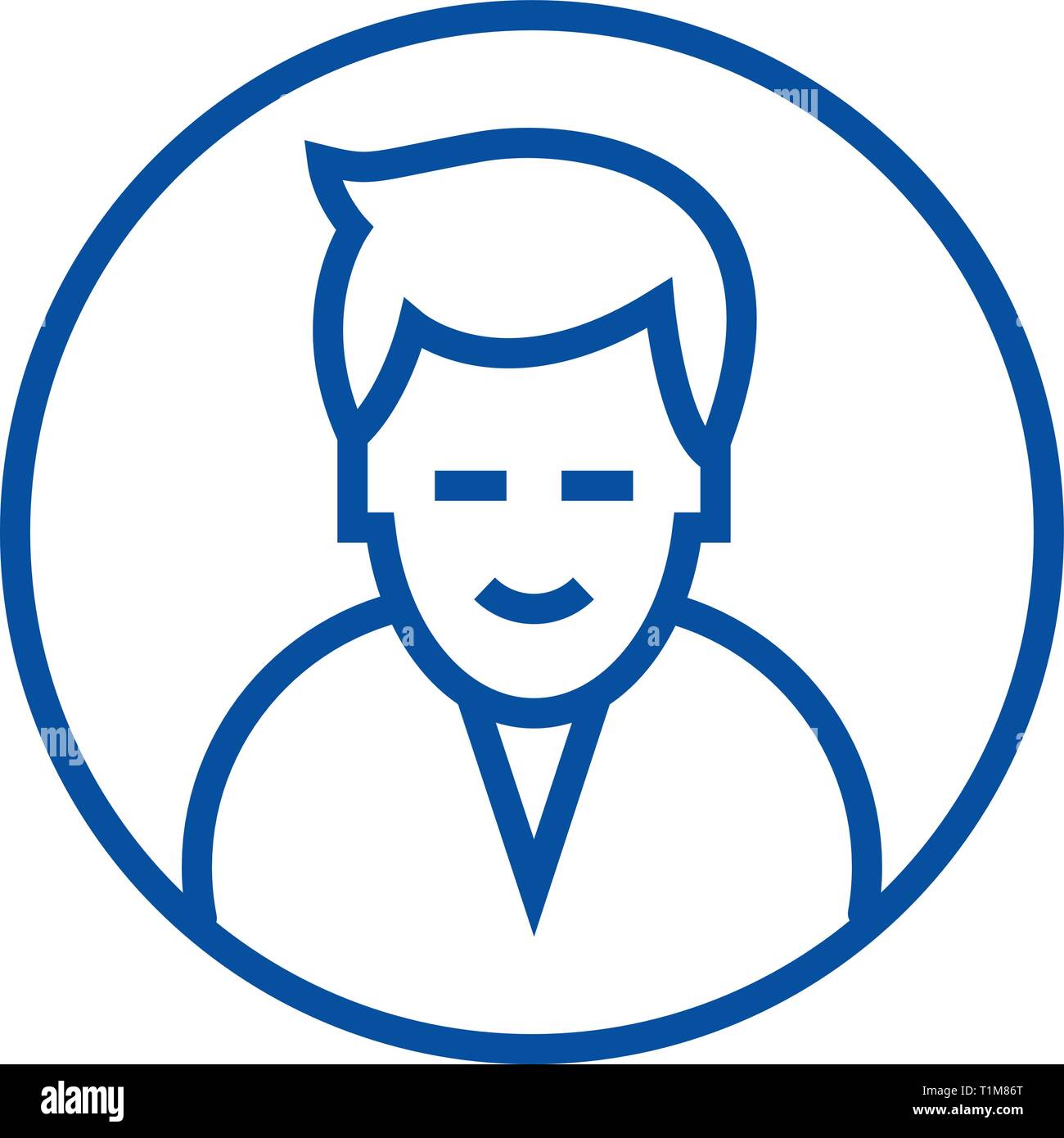 Man circle avatar line icon concept. Man circle avatar flat vector ...
