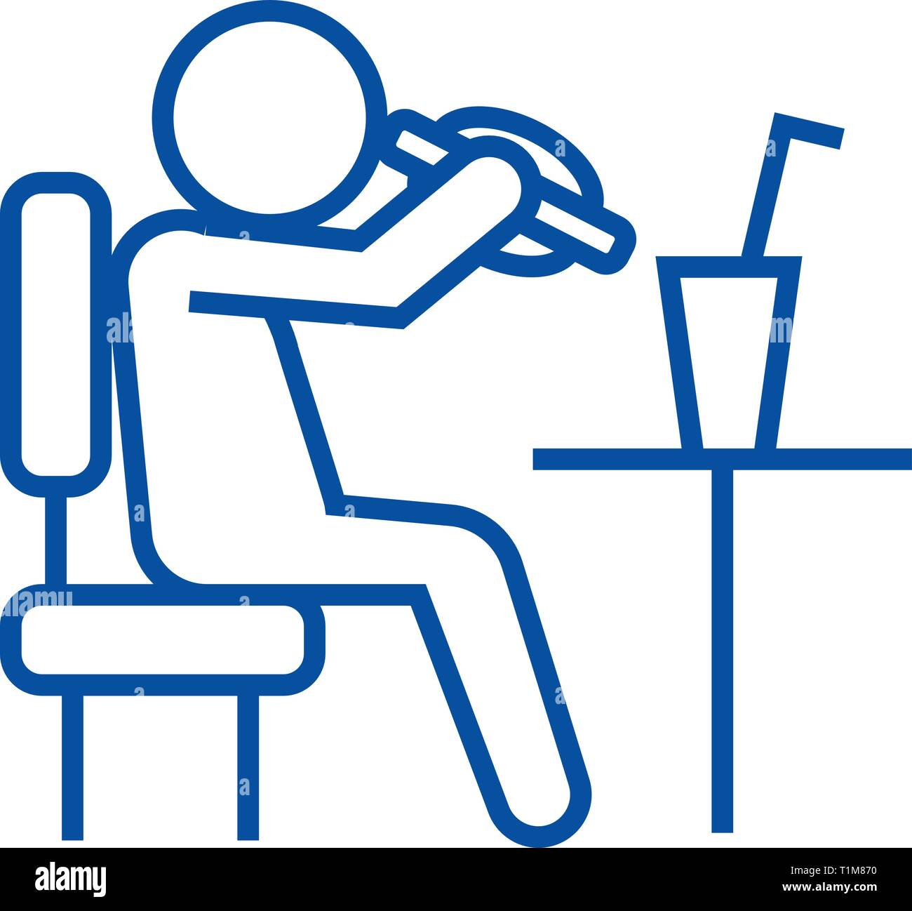 Man eating burger line icon concept. Man eating burger flat vector ...