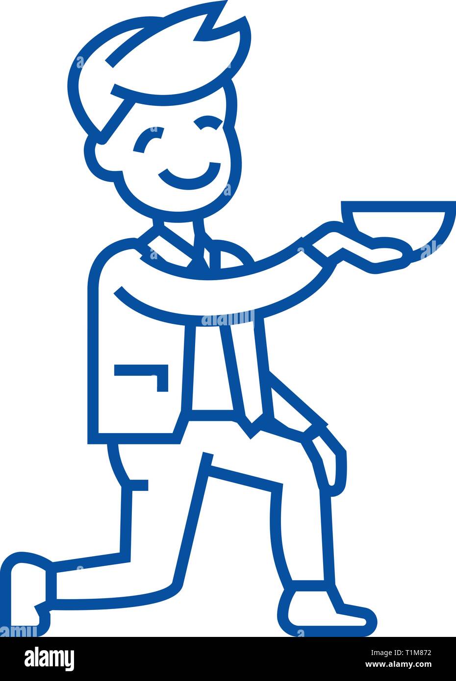 Man get on one knee line icon concept. Man get on one knee flat vector ...