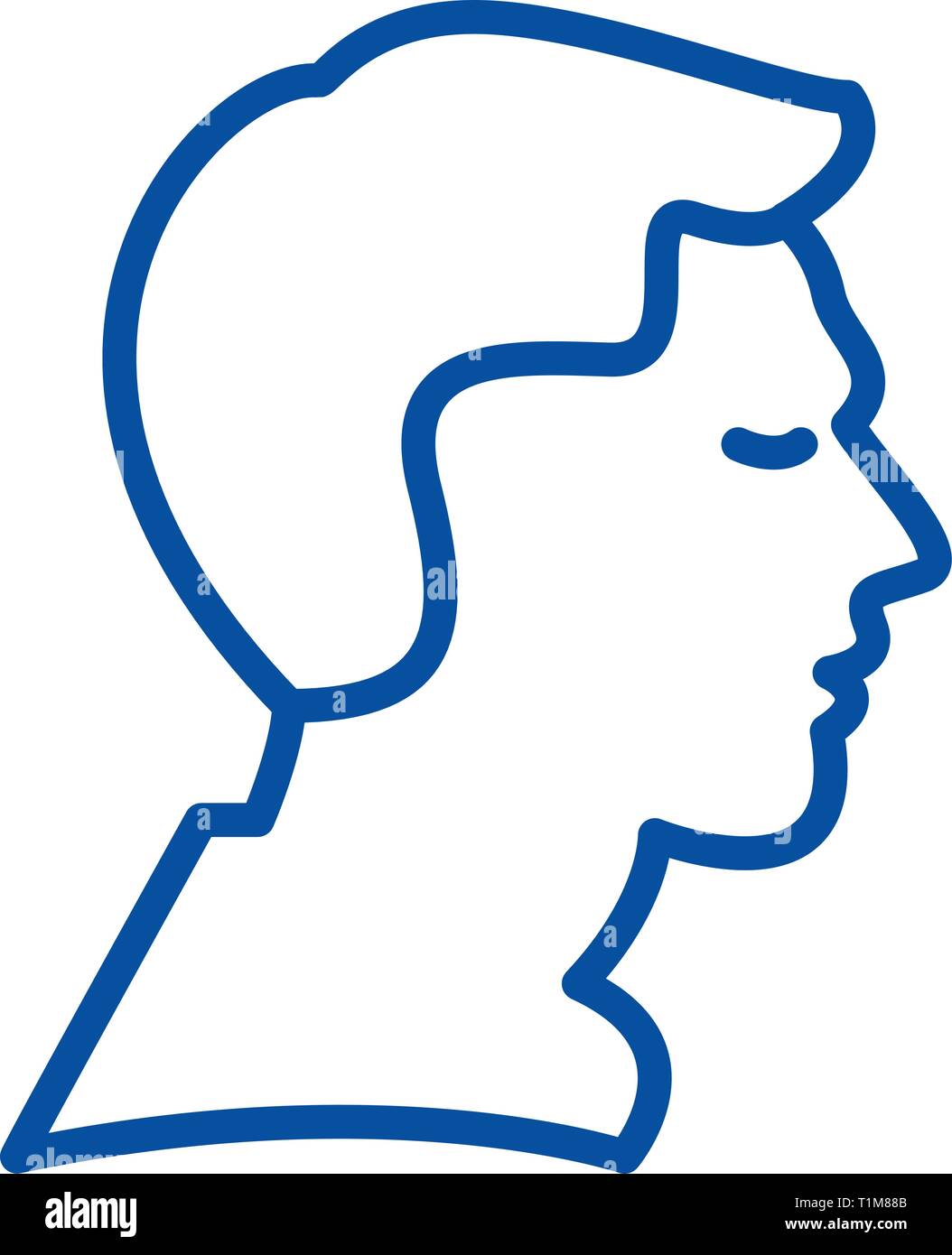 Man profile line icon concept. Man profile flat vector symbol, sign ...