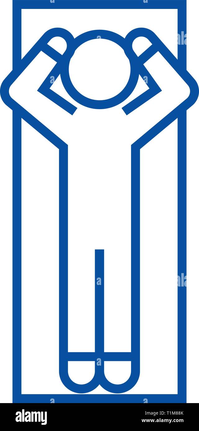 Man relaxing on beach line icon concept. Man relaxing on beach flat ...