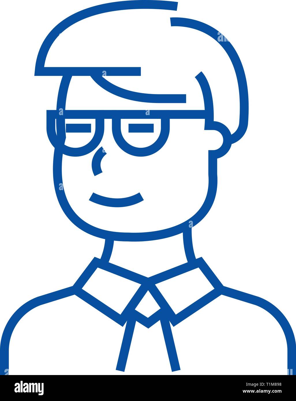 Man student looking with glasses line icon concept. Man student looking ...