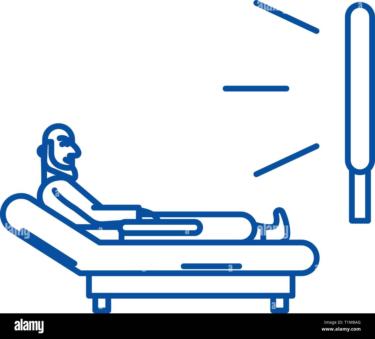 Man watching tv line icon concept. Man watching tv flat vector symbol ...