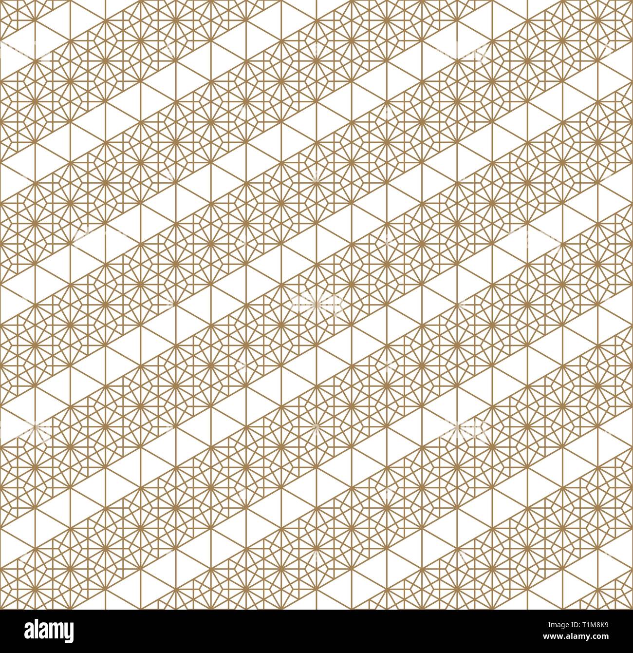 Japanese seamless geometric pattern .Gold silhouette lines.For design ...